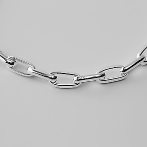 TURQ N TAUPE 925 Sterling Silver Italian Design Long Link Paper Clip Chain Bracelet for Women Men (8.50)