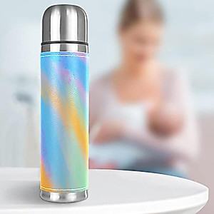 Stainless Steel Leather Vacuum Insulated Mug Psychedelic Thermos Water Bottle for Hot and Cold Drinks Kids Adults 16 Oz