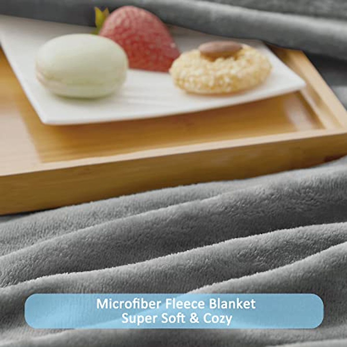 Comaza Flannel Fleece Throw Blanket- Lightweight Extra Soft & Cozy Bed Blanket Microfiber Flannel Fuzzy Blanket for Couch and Sofa.(Grey,90x90 inches)