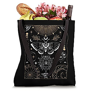 Luna Moth Moon Phases Witchy Dark Academia Aesthetic Tote Bag