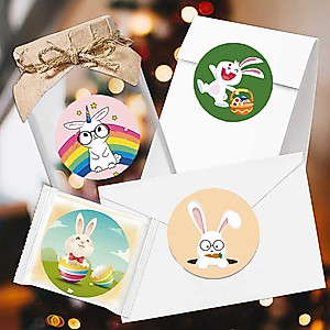 500pcs 1 Inch Easter Stickers Happy Easter Bunny Rabbit Eggs Stickers 8 Patterns Easter Theme Roll Stickers for Kids Easter Art Craft Gift Box Card Party Supplies