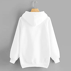 Women's Long Sleeve Casual Solid Hooded Pocket Pullover Sweatshirt Active Pullover Drawstring Hooded Sweatshirt