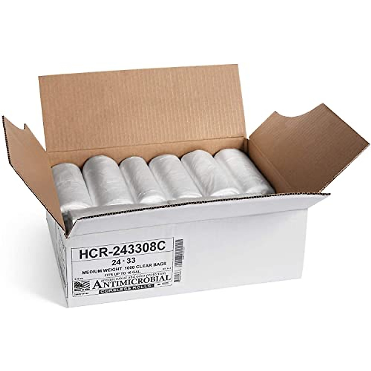 Aluf Plastics 12-16 Gallon Clear Trash Bags (1000 Count) - 24" x 33" - 8 Micron Equivalent High Density Value Garbage Bags for Bathroom, Office, Industrial, Commercial, Janitorial, Recycling