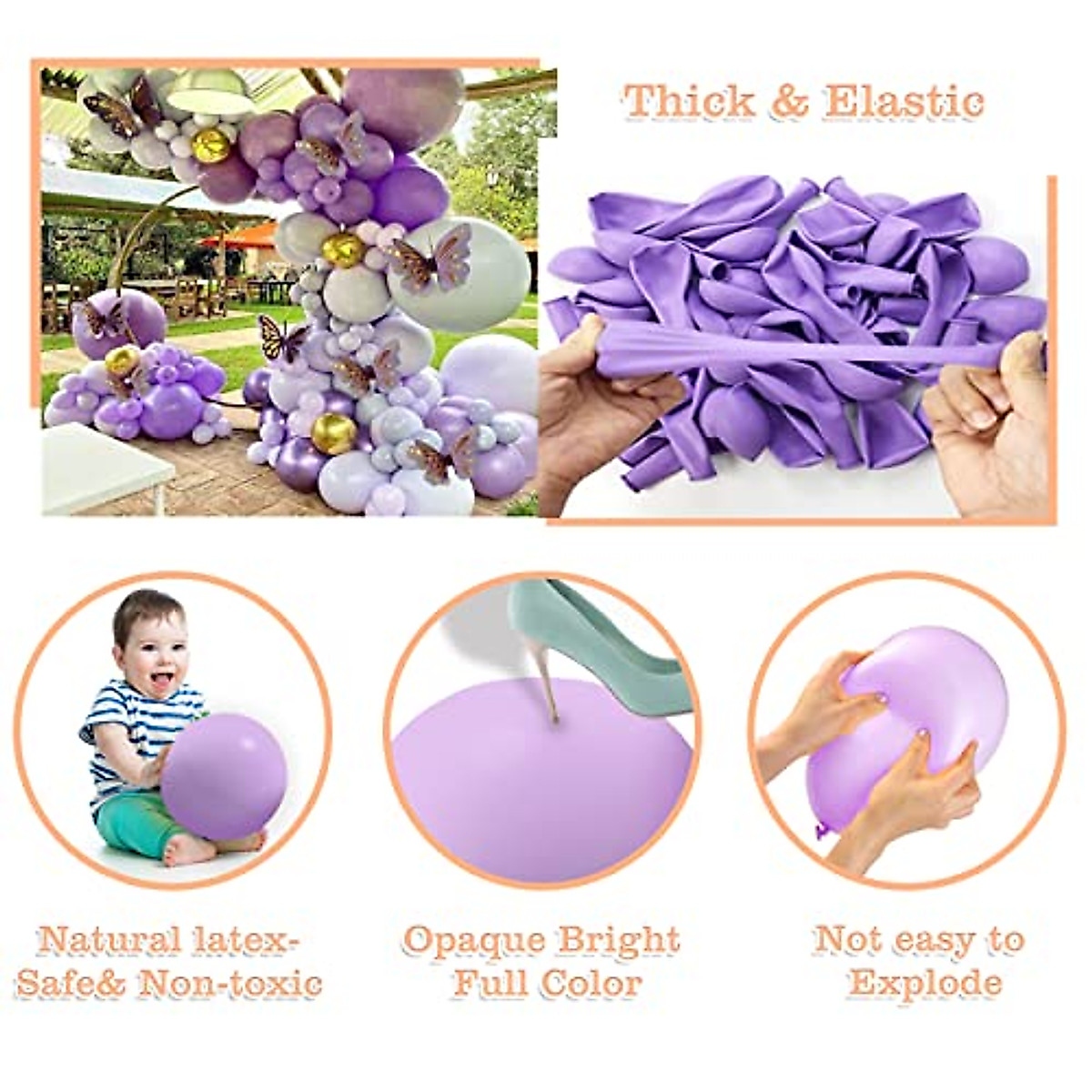 ZFUNBO Pastel Purple Balloons Garland Arch Kit 95 pcs 18/12/10/5 Inch Light Purple Balloons Different Sizes Purple Latex Balloon for Baby Shower Gender Reveal Wedding Birthday Purple Party Decorations