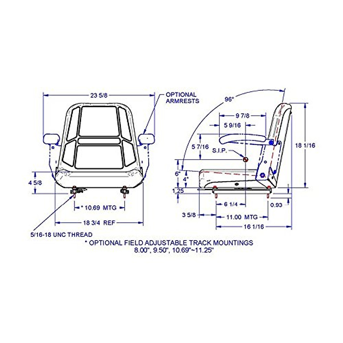 Rotary 14845 Comfort Ride Mower Seat with Armrests