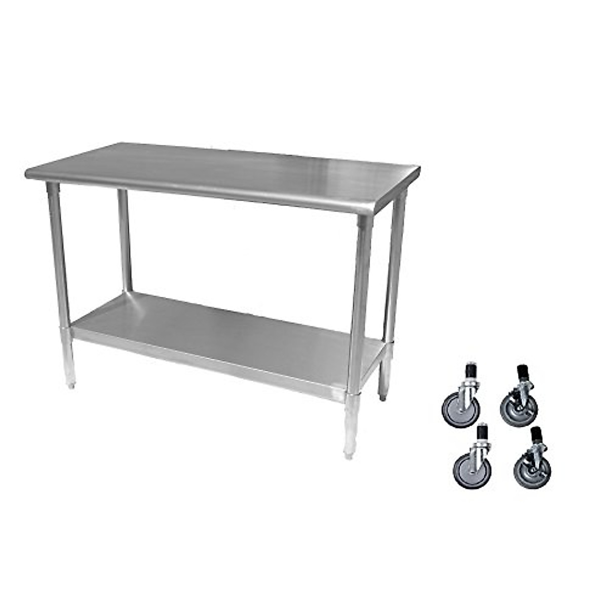 Work Table Food Prep 30 x 30 with Casters (Wheels) - Stainless Steel