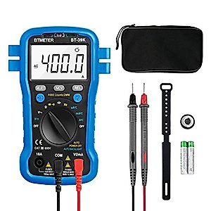 BTMETER BT-39K Multimeter with Case, 4000 Count Volt Ohm Amp Meter Autoranging DMM for AC/DC Current, Voltage, Resistance Frequency Tester, with NCV, Audible Continuity, Diode, Auto Backlight Meter