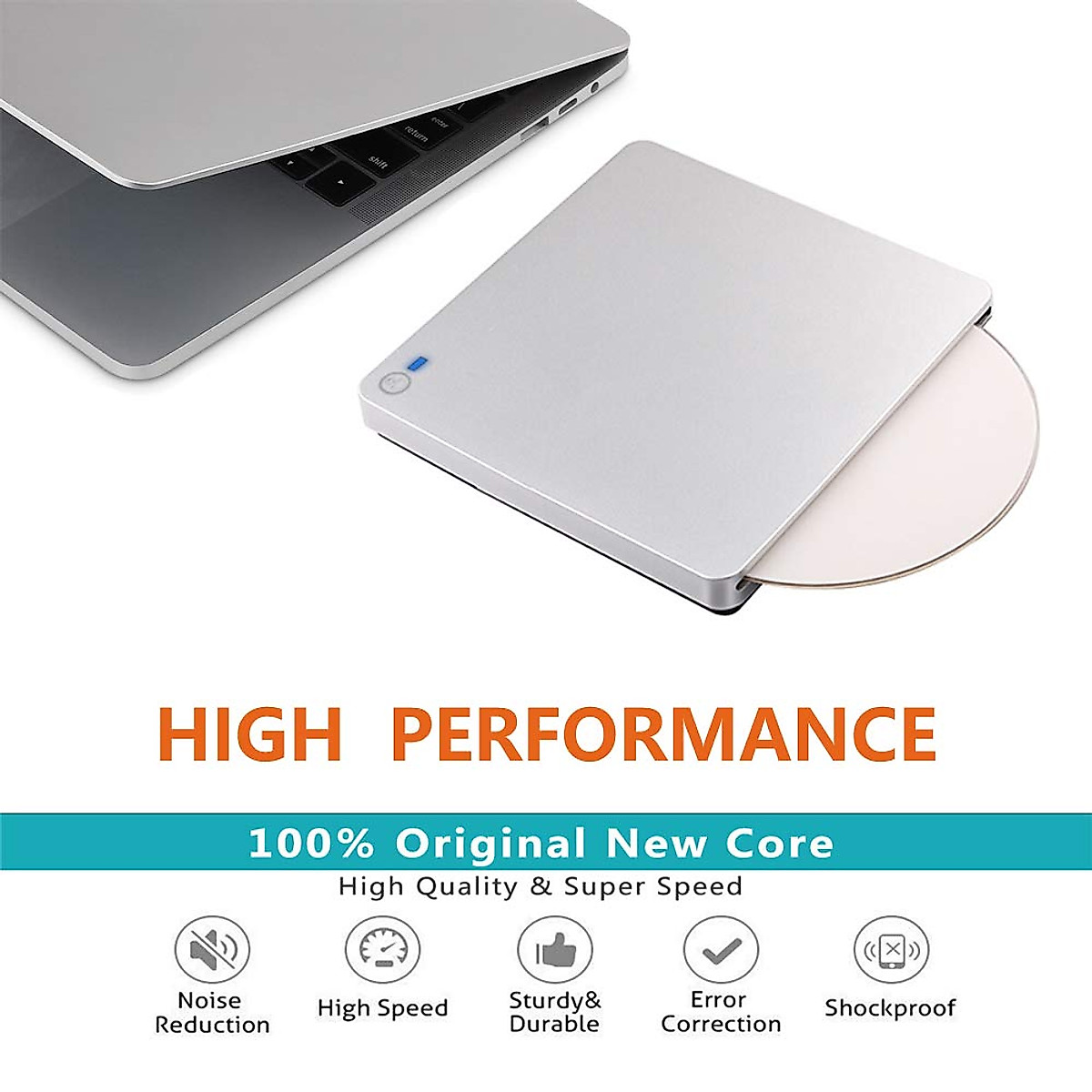 External 3D Blu Ray DVD Drive, USB 3.0 and Type-C Blu Ray CD DVD Drive Player Ultra Slim Slot-in CD DVD Burner with Smart Touch Compatible with Windows XP/7/8/10, Mac OS for MacBook, Laptop, PC
