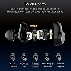 True Wireless Earbuds Langsdom X7 Mini Bluetooth 4.2 Headphones in-Ear Noise Isolating Earphones with Mic Smart Touch Control and Portable Charging Box for Samsung and More