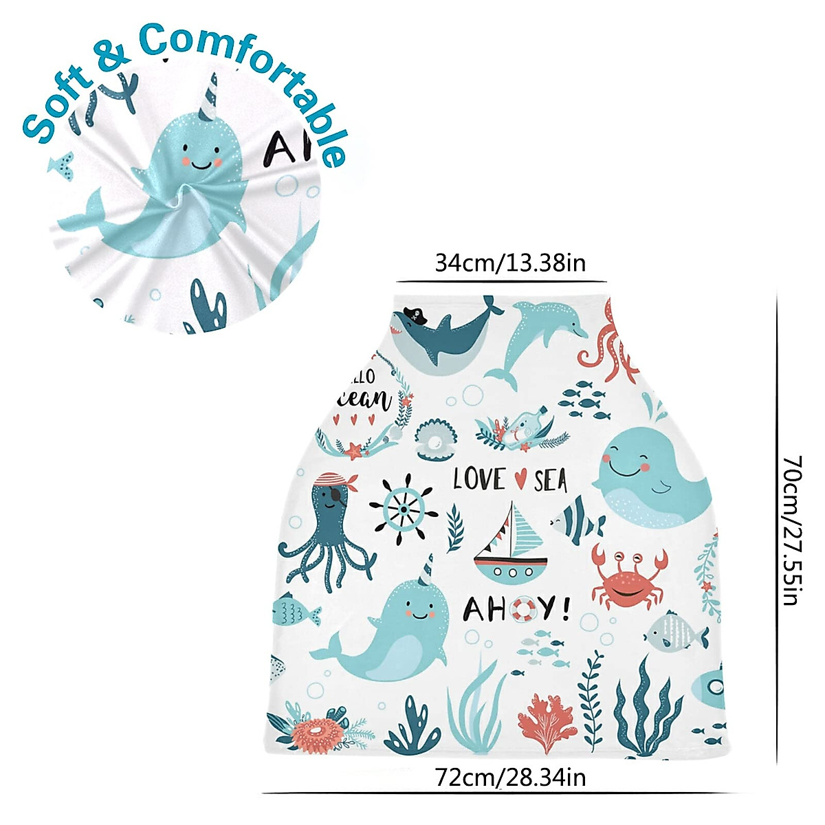 Nursing Cover Breastfeeding Scarf Whale Under The Sea- Baby Car Seat Covers, Stroller Cover, Carseat Canopy(9ut1c)