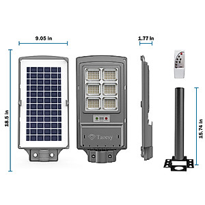 Taoesy 2 Pack 2000W Solar Street Lights Outdoor, 200000LM 210 LEDs Solar Parking Lot Lights Dusk to Dawn, IP65 Waterproof Solar Flood Lights with Motion Sensor and Remote Control for Yard, Garden
