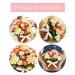 BAZIMA DIY Felt Flower Art Craft Kit, DIY Felt Daisy Pot Bonsai Kit, 33 Daisies,Floral Gifts,Beginner Craft Kit,Arrange Pre-Cut Felt Flowers and Foliage