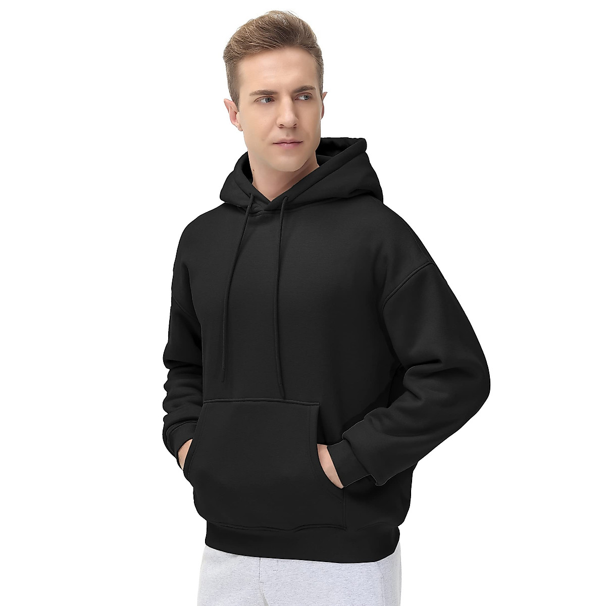 THE GYM PEOPLE Men's Fleece Pullover Hoodie Loose Fit Ultra Soft Hooded Sweatshirt With Pockets Black