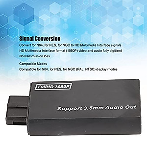 Septpenta for N64 to HD Multimedia Interface Adapter, Compatible for N64, (PAL, NTSC) Display Modes, Plug and Play, Displayed On 1080P HD TV/Moniter