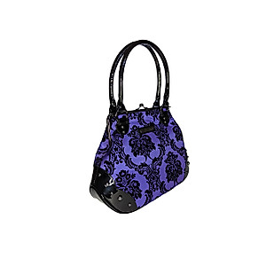 Rock Rebel Mistress Black on Royal Purple Handbag Violet Victorian Damask Retro Kisslock Purse