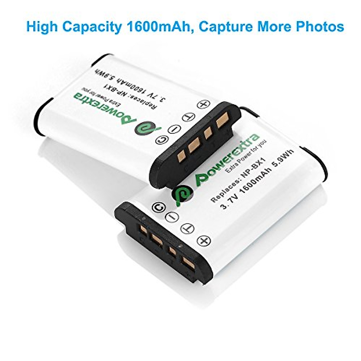 Powerextra 2 Pack Replacement Sony NP-BX1 Li-ion Battery and Charger Compatible with Sony NP-BX1/M8 and Sony Cyber-Shot DSC-RX100, DSC-RX100 II, DSC-RX100M II, DSC-RX100 III, DSC-RX100 V