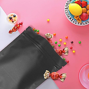 100 Pack Mylar Bags - 5.5 x 7.8 Inch Resealable Foil Pouch Bag Food Storage Pouch Matte Black