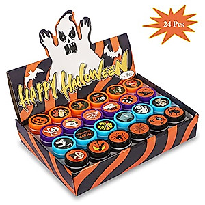 24 Pcs Assorted Halloween Stamps, Children Self-Ink Stampers for Party(24 Designs), Holiday Toy Gift Halloween Game Prizes for Kids