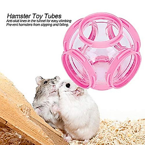 Boquite Valentine's Day Carnival 2Pcs Pipeline Training Line Accessories DIY Hamster Sports Tunnel, Hamster Toy Tubes, for Hamsters Pets(Pink)