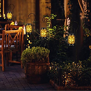 Hanging Solar Lantern Outdoor, 30 LEDs Solar Mason Jar Lights with Stakes, Waterproof Hanging Solar Lights for Garden, Patio, Yard, Backyard, Tree, Pathway and Lawn(2 Packs, Warm White)