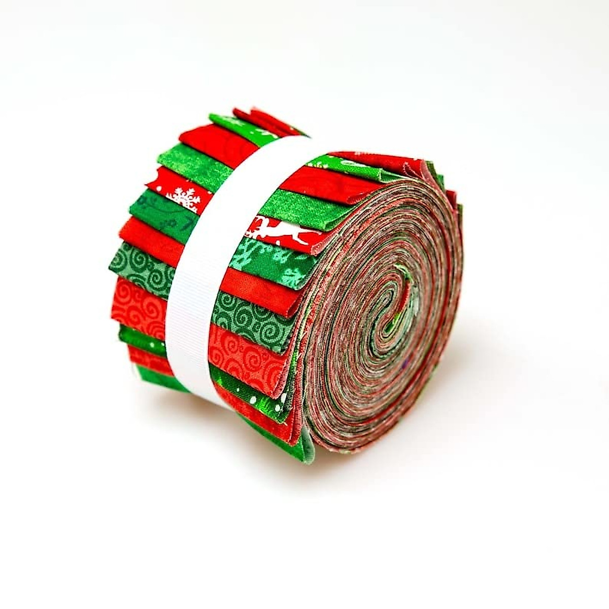17 Pcs Fabric Strips Cute, Beautiful 100% Cotton Fabric Quilting Strips, Width 2.5 inch Length 42 inche, Gifts Christmas Basics Red and Green Blenders Jelly Roll, DIY Blankets
