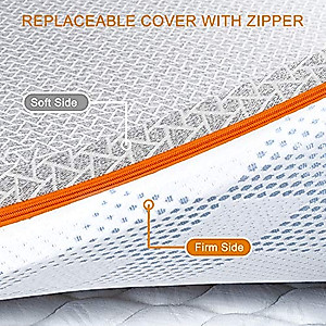 Maxzzz Mattress Topper Queen, 3 Inch Bamboo Charcoal Memory Foam Mattress Topper & Copper Foam Bed Topper Dual Side Use, Removable Soft Cover with Ventilated Design CertiPUR-US Certified(60x80Inch)