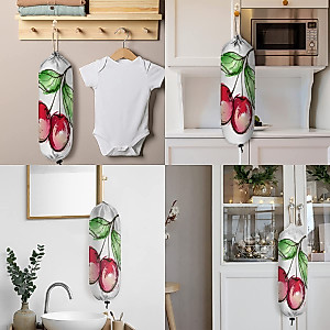 Plastic Bag Holder Fruits Cherry Wall Mount Grocery Bag Holder Washable Plastic Bag Dispenser Garbage Bag Organizer for Home Kitchen Decor, Gifts for Women Mom Family Friends