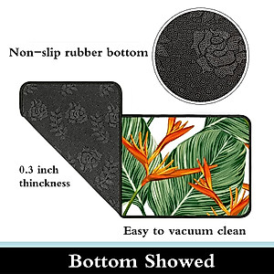 TsyTma Bird's Paradise Flower Kitchen Rug Tropical Flower Floor Mats Washable Non-Slip Bathroom Rug Runner Laundry Room Home Holiday Decor 39x20 Inch