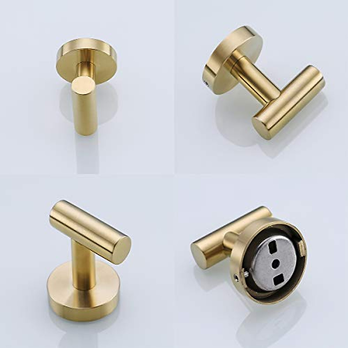 [2 Pack] Gold Towel Hooks Coat Hook, Bathroom Hardware Accessories, Robe Hook for Bath and Kitchen, SUS 304 Stainless Steel Wall Hook