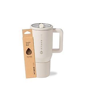 HydroJug Cream 20oz Traveler + Replacement Straws