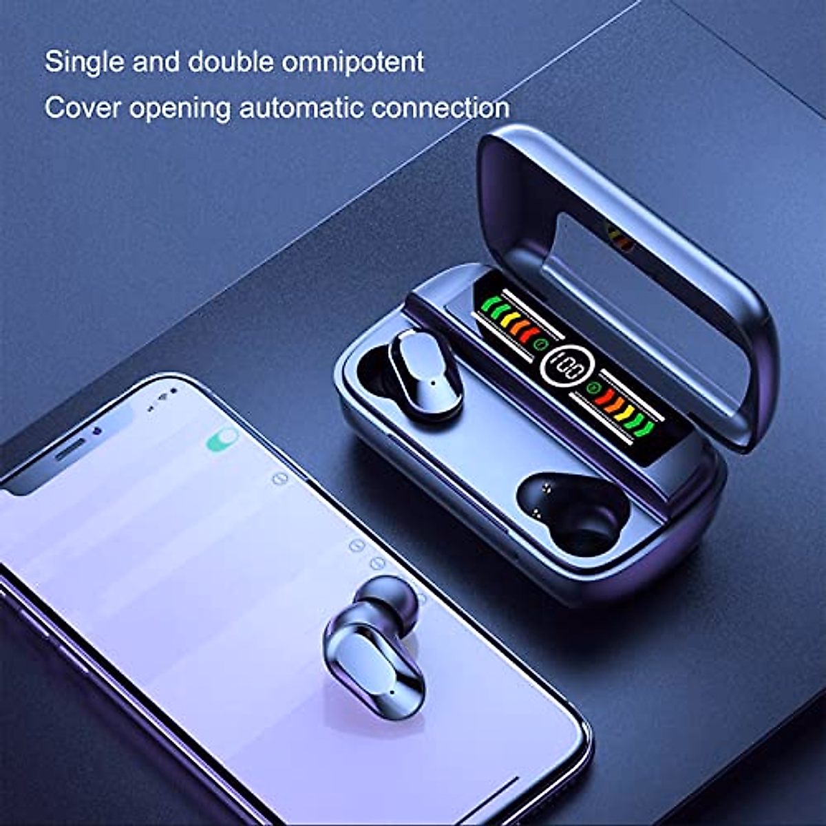 Qonioi Mini Wireless Earbuds Headset - Bluetooth 5.3 Earplug Type Headphones HD Calls Earphones, Built-in 800mAh Large Power, Intelligent Digital Display Sports Headset #