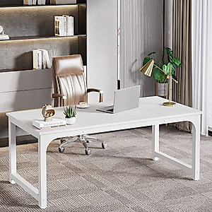LITTLE TREE 70.8 Inch X-Large Executive Computer Office Desk, White