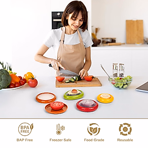 KMC Silicone Fruit Storage Containers, 4PCS Reusable Fruit and Vegetable Anti-oxidation Storage Box, Avocado Lemons Onions Saver and Tomato Holder Food Storage Containers for Fridge