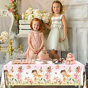 3pcs Fairy Party Tablecloth Decorations Fairy Birthday Party Supplies Table Cover Floral Flower Fairies Enchanted Wonderland Forest Garden Disposable Plastic Table cloth Baby Shower Favors for Girl