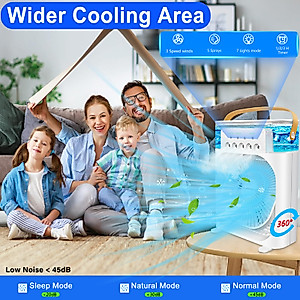 Portable Air Conditioners - Small Portable AC Quiet Personal Air Cooler,USB Powered Mini Desktop Cooling Misting Fan, 1/2/3 H Timer, 3 Speeds,360°Adjustment,for Office, Home, Room,Desk,Car - White