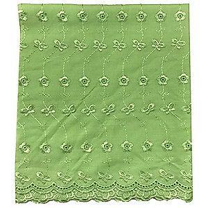 AMORNPHAN Set of Daisy Floral Flower Embroidered Eyelet Lace 100% Cotton Quilting Fabric for Patchwork Needlework DIY Handmade Sewing Crafting Decor Face mask Precut 18x22 Inches (Set of 7 Pieces)