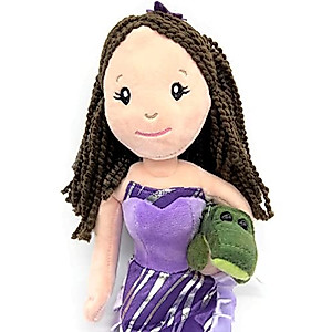 The Petting Zoo, Mermaid Doll with Alligator Stuffed Animal Friend- Great Gifts for Girls, Plush Doll with Alligator Plush Toy -17 Inches (Brown)