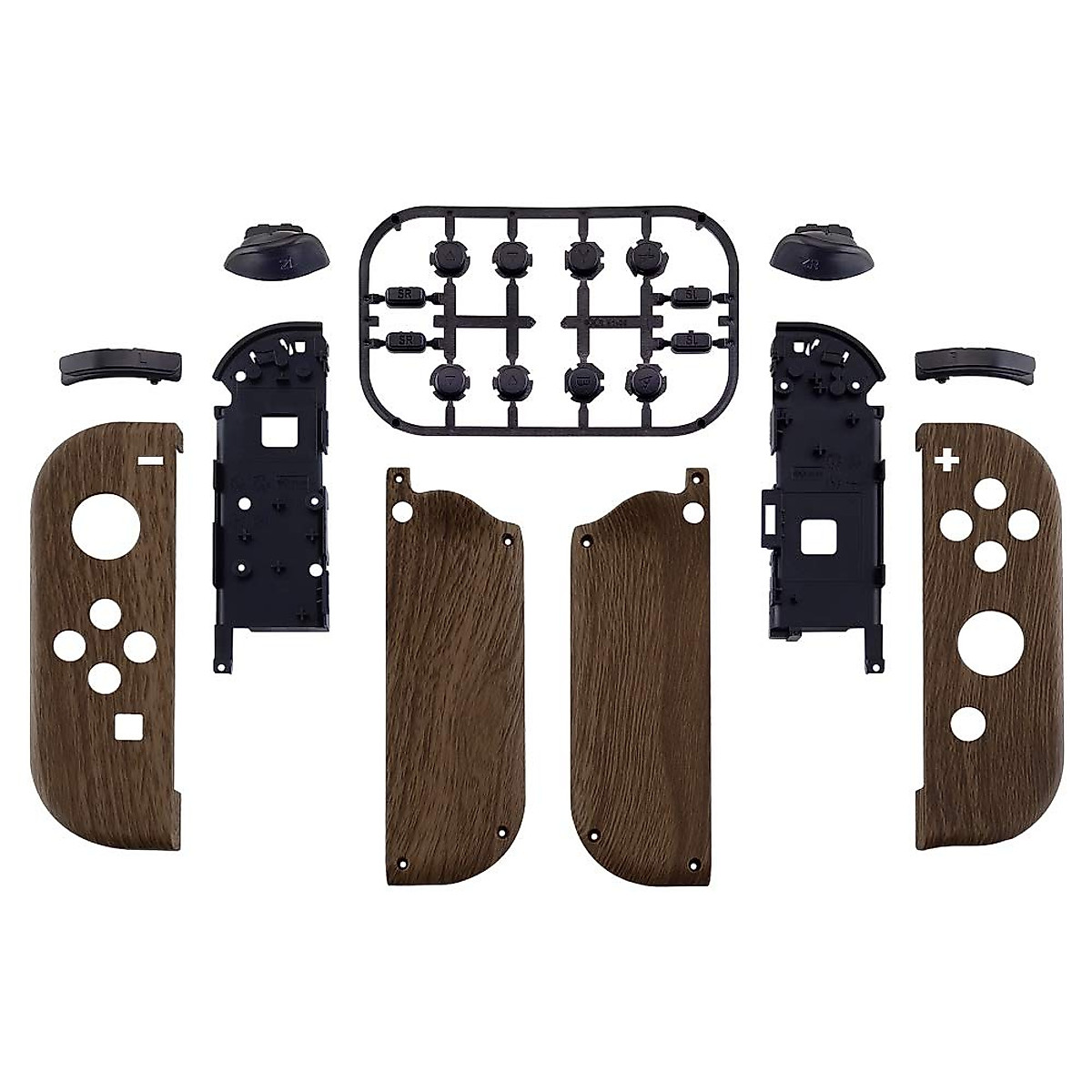 eXtremeRate DIY Replacement Shell Buttons for Nintendo Switch & Switch OLED, Wood Grain Soft Touch Custom Housing Case with Full Set Button for Joycon Handheld Controller - Console Shell NOT Included