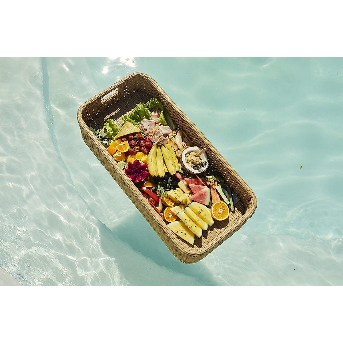 Floating Pool Tray Floating Serving Tray Table & Bar - Swimming Pool Floats for Adults, Spas, & Pool Parties - Floating Tray for Pool Serving Drinks, Floating Brunch, Food on The Water - Honey
