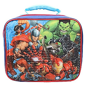 Avengers Backpack with Lunch Bag - Bundle with Avengers Backpack for Boys 8-12, Avengers Lunch Box, Water Pouch, Stickers, More | Avengers School Backpack