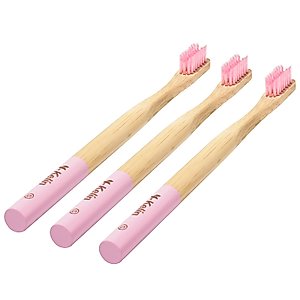 Y-Kelin Bamboo V-Shaped Orthodontic Toothbrush，Eco Friendly Bamboo Toothbrush（3pcs） Soft Bristle Toothbrush (Pink Soft)