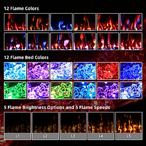 Eueiriup 72” Recessed and Wall Mounted Fire Places Electric Fireplace Ultra Thin with Remote Control, Toucn Screen