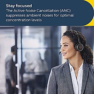 Jabra Evolve 75 SE Stereo Wireless Headset - Bluetooth Headset with Noise-Cancelling Microphone, Active Noise Cancellation - MS Teams Certified, Works with All Other Platforms  - Black