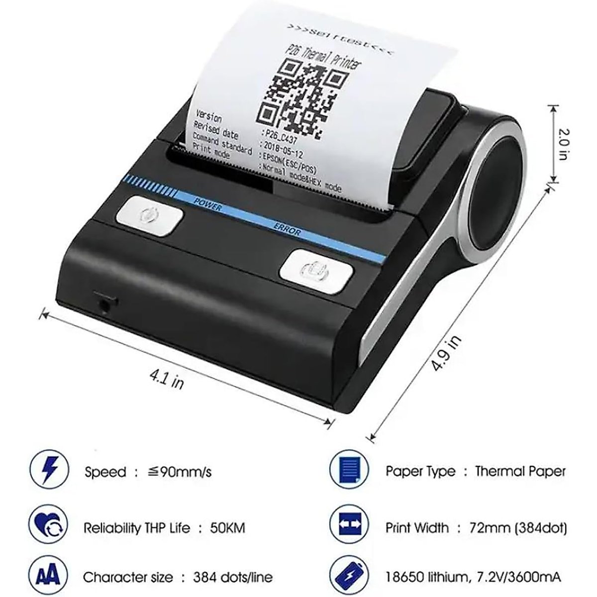 GZGYNADAST 80mm Bluetooth Portable Thermal Receipt Printer,only Compatible with Android/Windows, Can't Support iOS/ipad/MAC,3 inch Ticket Wireless Android Bill Invoice Printer for Small Business
