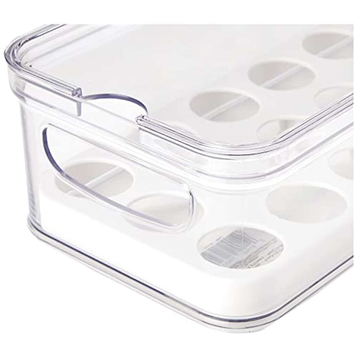 iDesign 18, Stackable BPA- Plastic Eggs, Portable Storage Box for Fridge or Kitchen Cupboard, Clear/White, 32.3 cm x 16.1 cm x 9.9 cm
