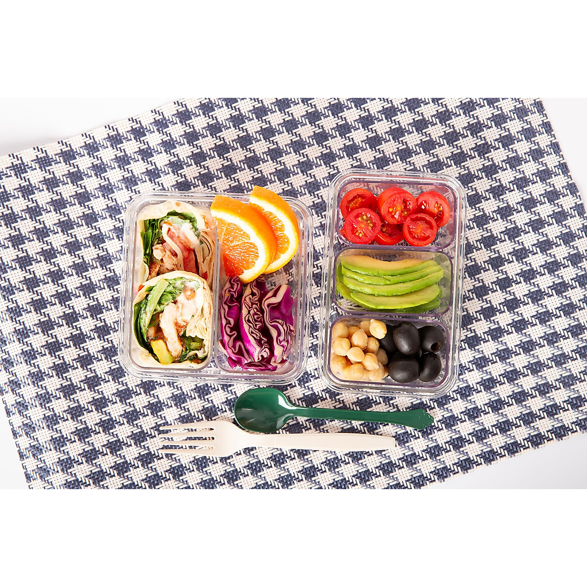 Airtight Food Storage Container with Lid(26.4 oz, 2 Removable Boxes) - Tritan 100% | BPA-Free | Candy and Nuts Organizer| Fruits, Vegetables, Snacks | Travel, Party and Picnic | Meal Prep| Lunch box