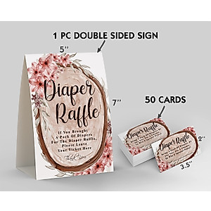 Diaper Raffle Tickets for Baby Shower Sign，Baby Shower Invitations with Diaper Raffle Cards - Baby gender neutral tickets(1 Sign with 50 Raffle Tickets) Toctose035