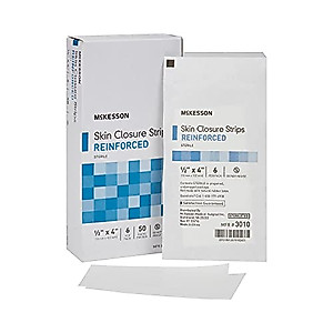 McKesson Skin Closure Strips, Sterile, Reinforced, 1/2 in x 4 in, 50 Count