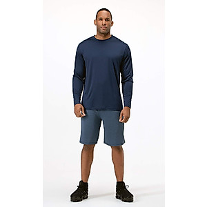 DEVOPS 2 Pack Men's Sun Protection Shirts UV SPF UPF 50+ Long Sleeve Rash Guard Fishing Running Quick Dry Lightweight (X-Large, Navy)