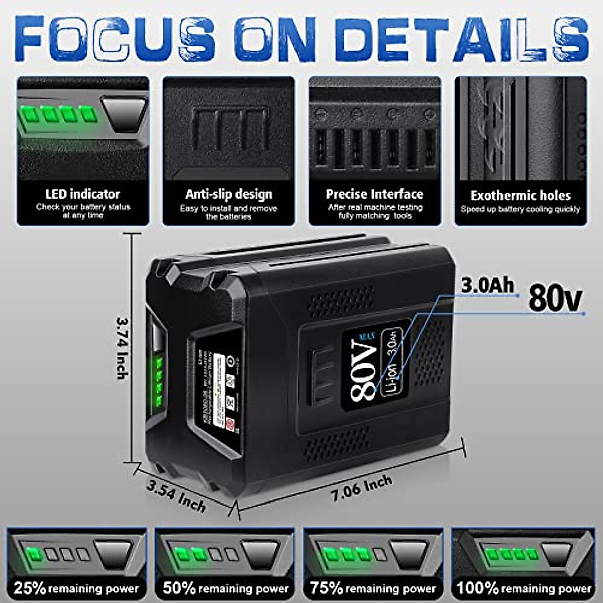 【Upgrade for Koablt 80V】 3.0Ah Replacement Battery for Kobalt 80V MAX Lithium-Ion Battery KB2580-06 KB680-06 KB280-06 2910303-RC for Cordless Power Tool High Capacity(NOT for GREENWORKS/POWERWORKS)